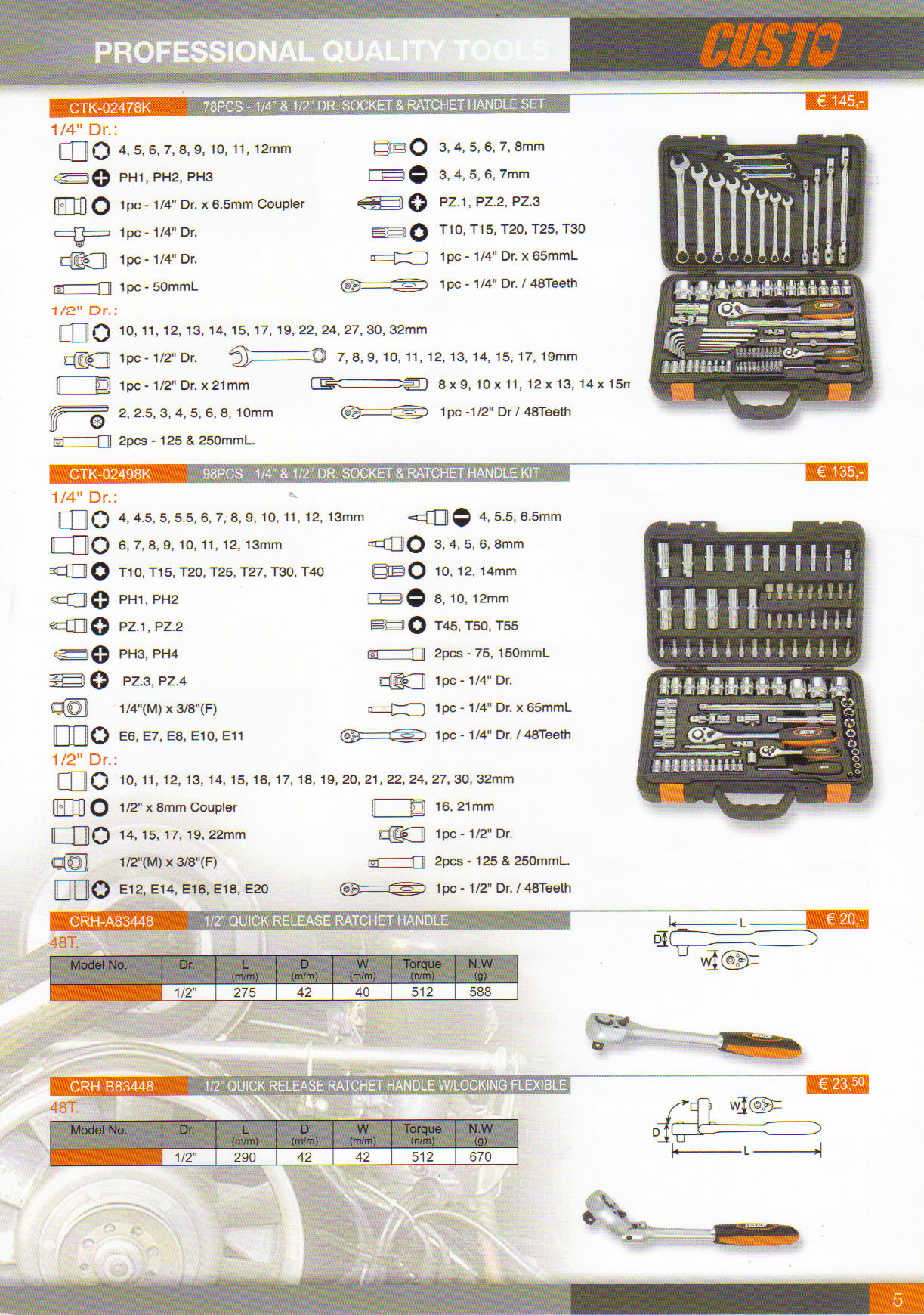 CUSTOR assortiment 1/4\" en 1/2\": Custor 1/4" en 1/2"